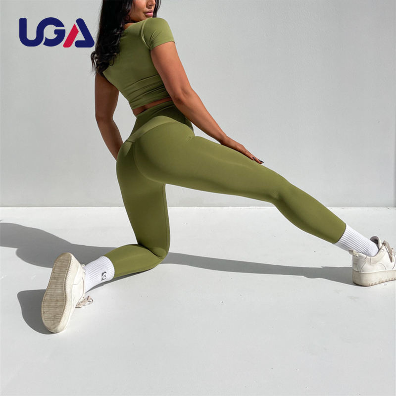 High Waist Tight Sweat Shiny Gym Workout Yoga Pants Push Up V Shape ...