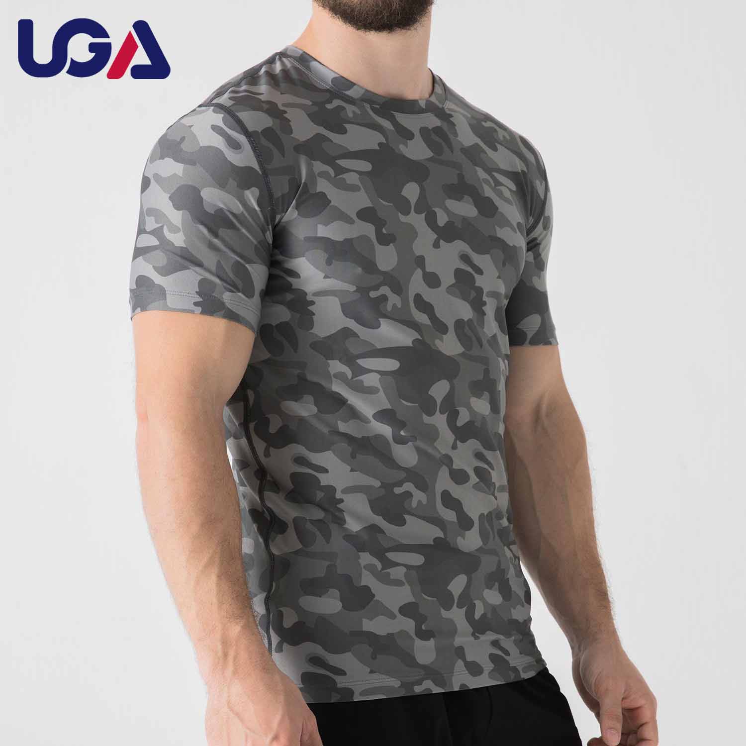 Camo Digital Printed Polyester Spandex Quick Dry Athletic Tee Muscle ...