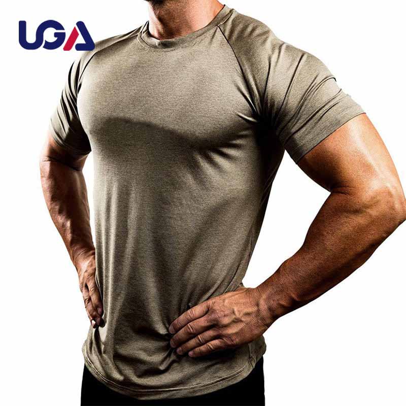 Gym High Elastic Athletic Compression Sports Breathable Men Training T ...