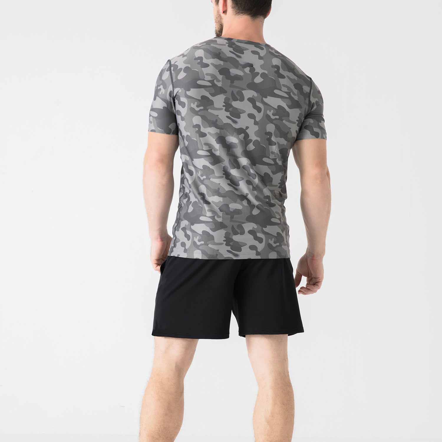 Camo Digital Printed Polyester Spandex Quick Dry Athletic Tee Muscle ...